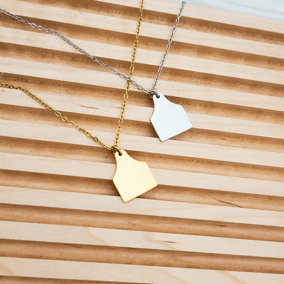 Cow Tag Pendant Necklace (Silver or Gold), 1 Total, Metal Blank #131 ...
