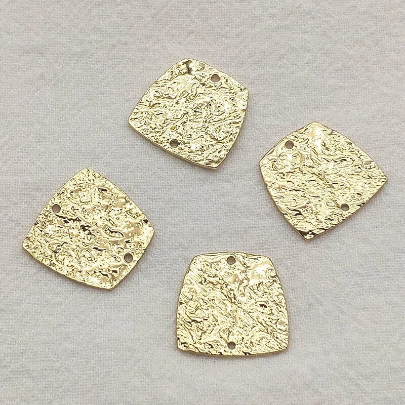 Gold Rounded Trapezoid 2-Hole Hammered Brass Connectors, 10 Pieces, Co ...