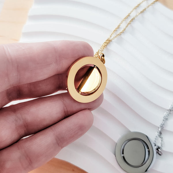 Rotating Circle Necklace (Silver, 14k Gold, or Rose Gold), 1 Total, Me ...