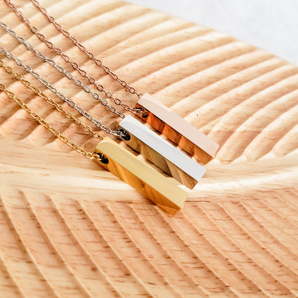 Vertical Bar Urn Memorial Necklace (Silver, Gold, or Rose Gold), 1 Tot ...