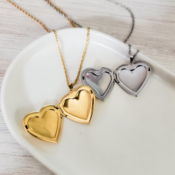 Heart Locket Necklace (Silver and Gold), 1 Total, Metal Blank #101 ...